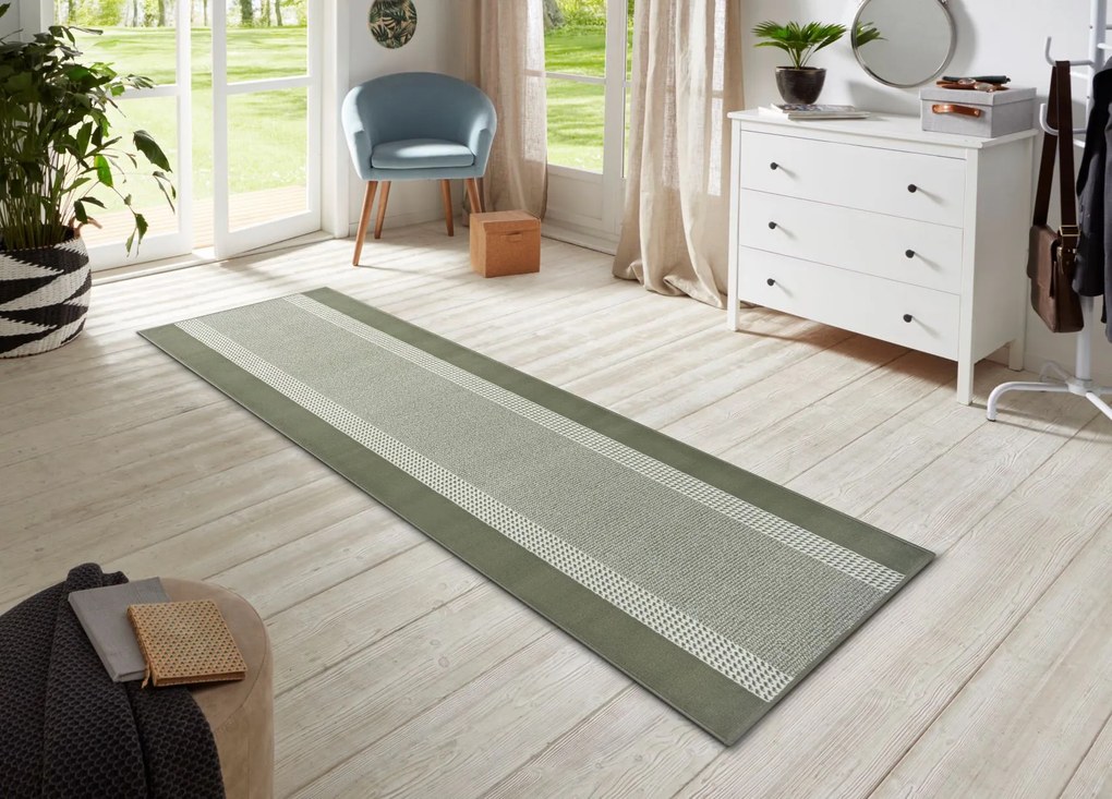 Hanse Home Collection koberce Běhoun Basic 105487 Green Rozměry koberců: 80x500