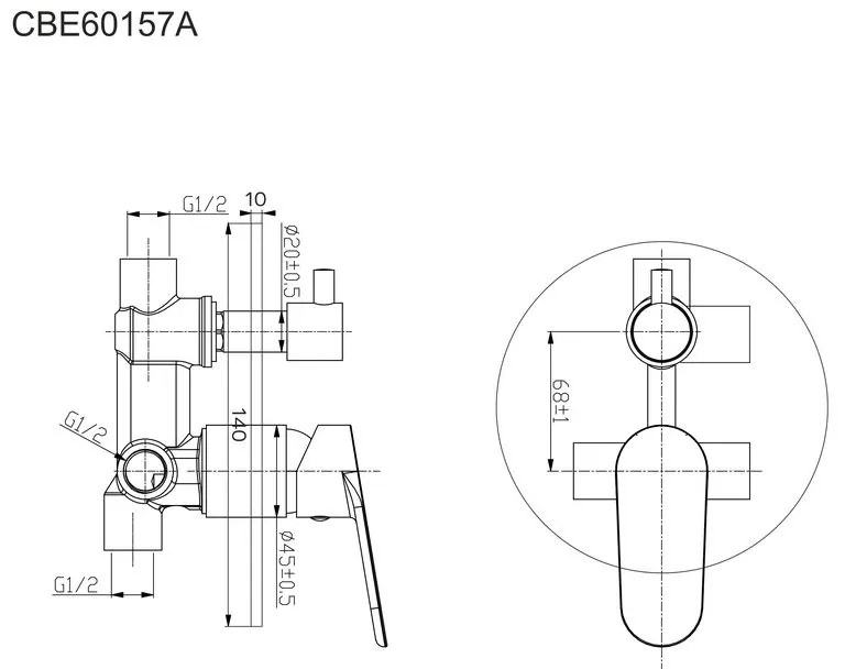 Mereo Viana sprchová podomítková baterie s trojcestným přepínačem Mbox kulatý kryt mosaz chrom CBE60157A