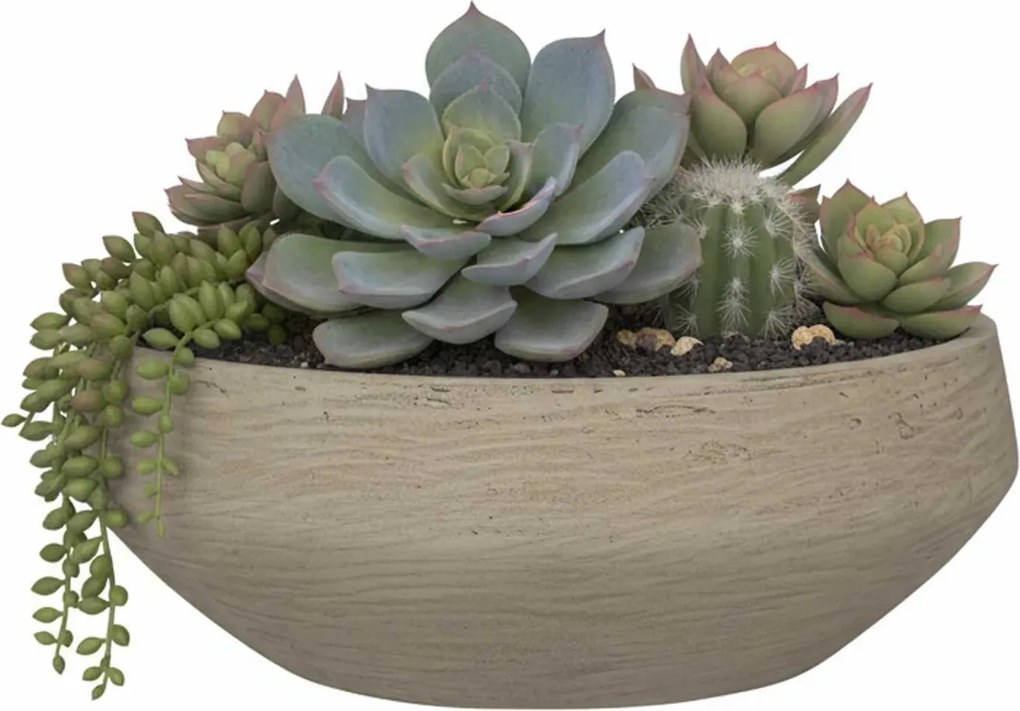 Dekorační mísa SKRELLE, vláknocement, 28x9 cm, béžová
