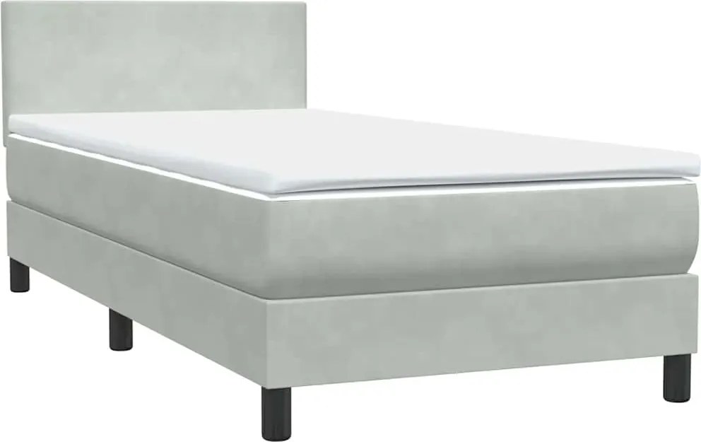 Box spring postel s matrací a LED Světle šedá 90x220 cm Samet 3316719