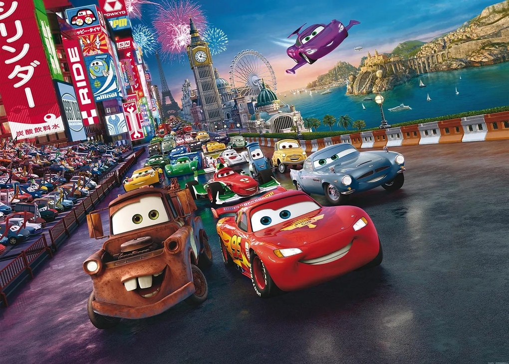 Vliesová fototapeta na zed' na Závodní Dráze, Disney Auta | 360 x 270 cm | DFTDNXXL5028