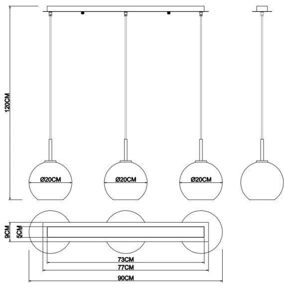 Globo 15462H2 - Lustr na lanku ADARA 3xE27/60W/230V