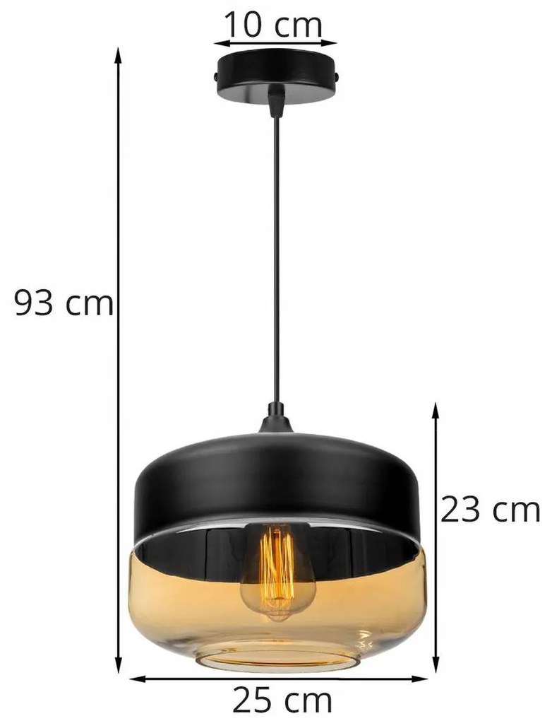 Závěsné svítidlo OSLO 3, 1x černé/medové skleněné stínítko