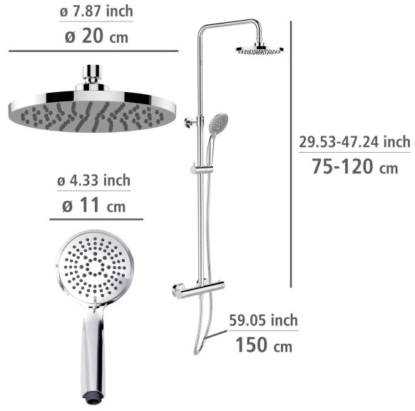 WENKO 25483100 - Sprchový systém WATERSAVING SYSTEM 120 cm lesk. chrom