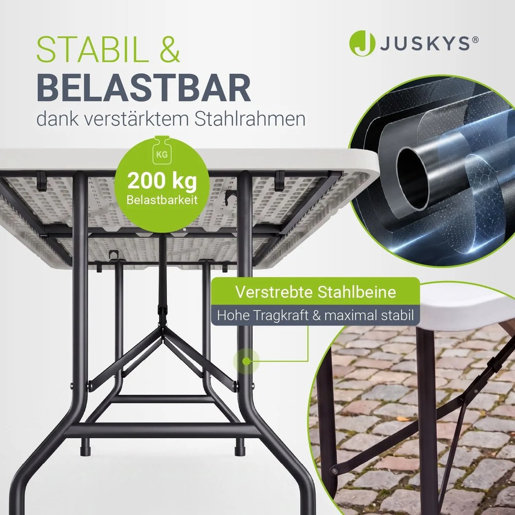 Juskys Skládací zahradní stůl Easyfold 180 × 74 cm Barva: antracitová