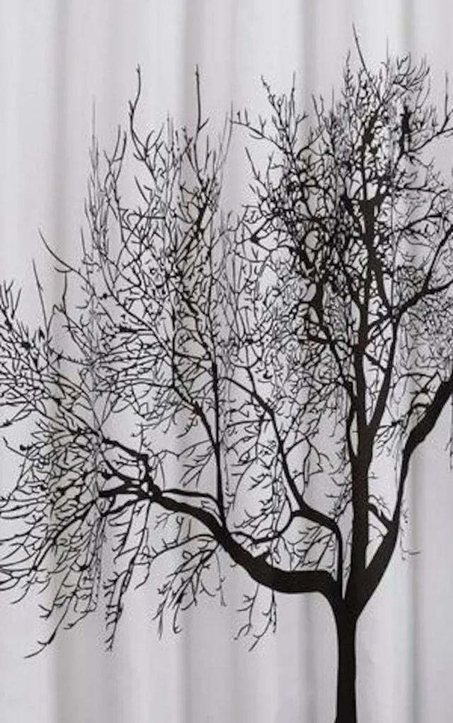 Aqualine polyester černá/bílá strom ZP008 180 x 200 cm
