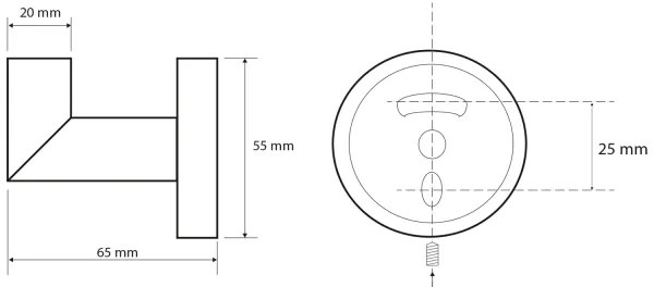Sapho - Nástěnný háček X-ROUND 5,5x6,5 cm černá