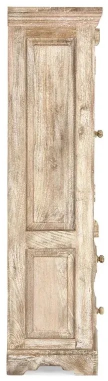 furniture-nabytek.cz - Masivní koupelnová vysoká komoda Patinor z mangového dřeva, lakovaná, přírodní – 48×33×130 cm