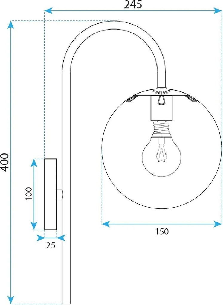 Toolight Rea, Nástěnné svítidlo G092-1W Chrome, OSW-09717