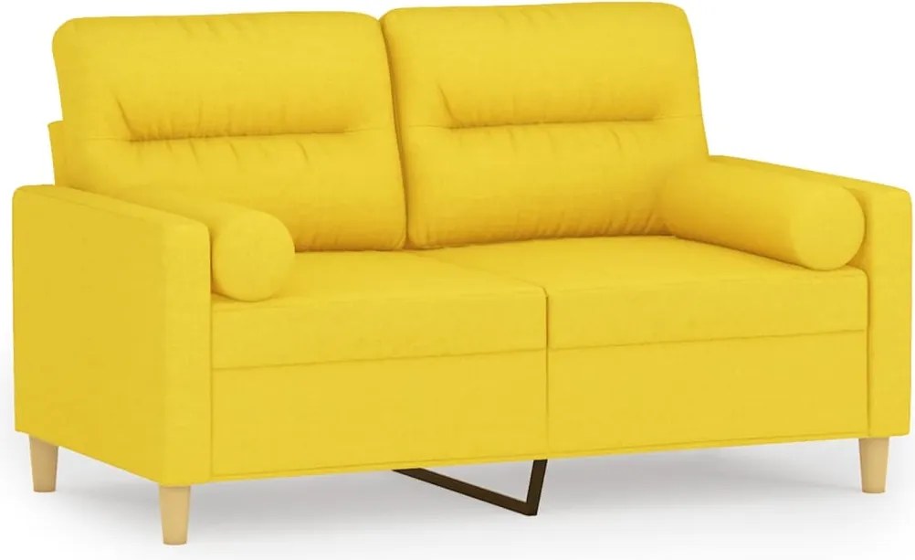2místná pohovka s polštáři světle žlutá 120 cm textil 3200818