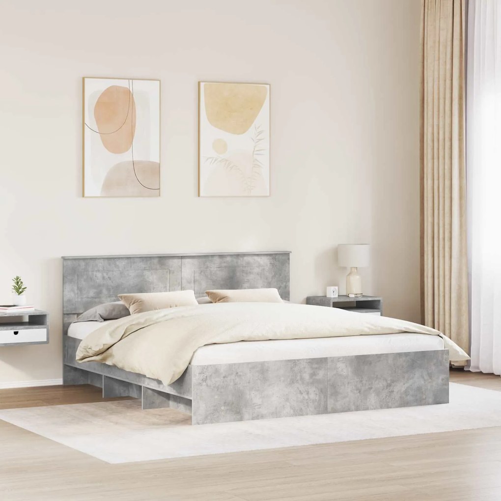 Rám postele s čelo Betonově šedá 180 x 200 cm Kompozitní dřevo 3408826