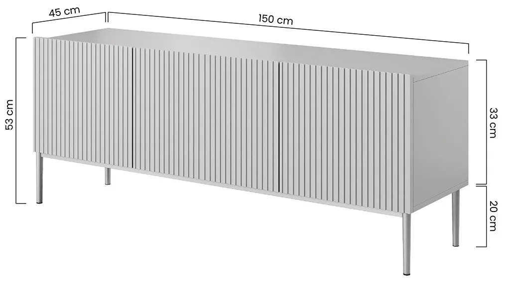 TV stolek Nicole 150 cm - kašmírová / černé nožky