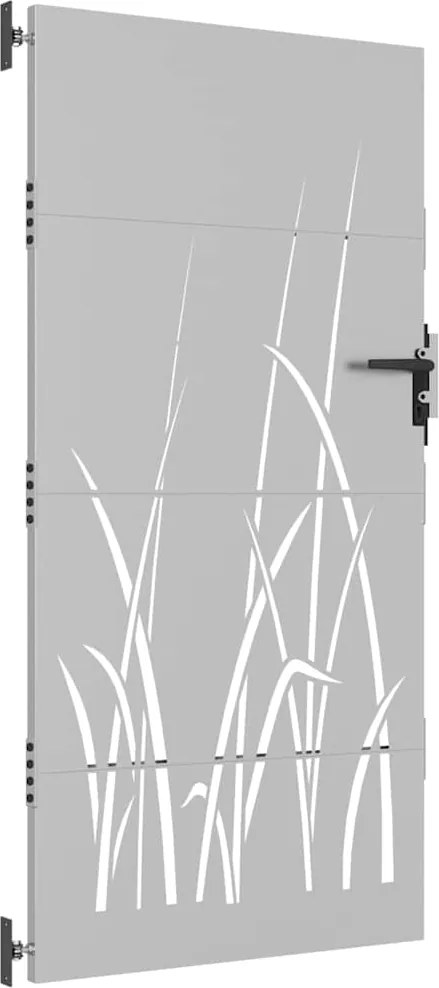 Zahradní branka 85 x 175 cm z cortenové oceli, design s trávou 153224