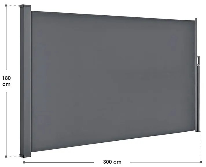 Juskys Boční markýza Dubaj 300 x 180 cm - šedá