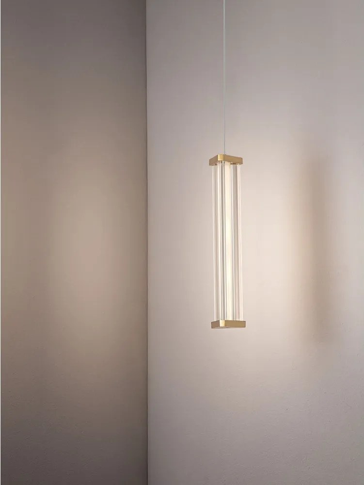Kovové LED stmívatelné závěsné svítidlo v matně zlaté barvě se stínidlem z akrylového skla ø 6 cm Pheme – Nova Luce