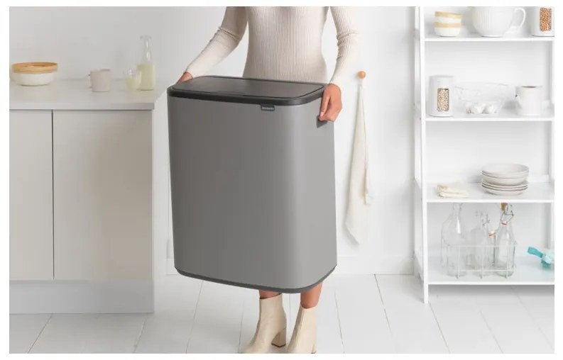 Brabantia BO TOUCH BIN Dotykový odpadkový koš 2x30 l - minerální světle šedá