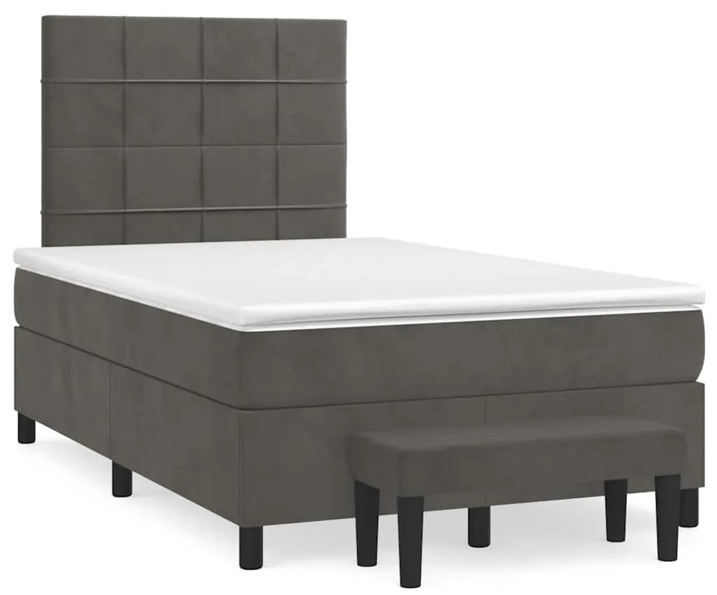 Box spring postel s matrací tmavě šedý 120x190 cm samet