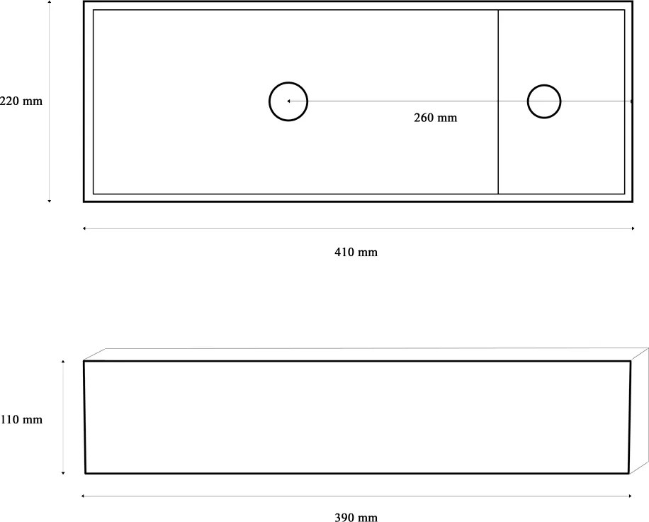 Gamma Pako, umyvadlo na desku 410x220x110 mm, bílá lesklá, GMA-UC-PAKO