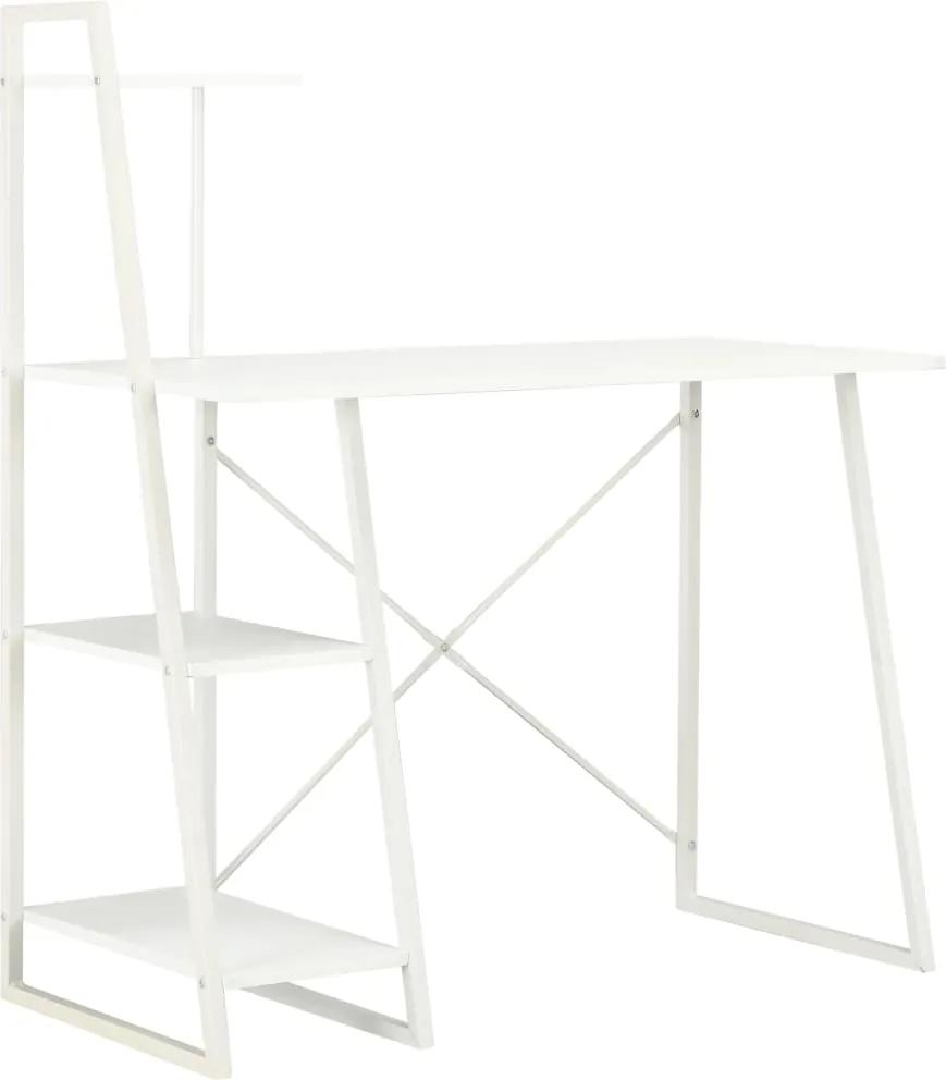 Psací stůl Kingsford s poličkami - bílý | 102x50x117 cm