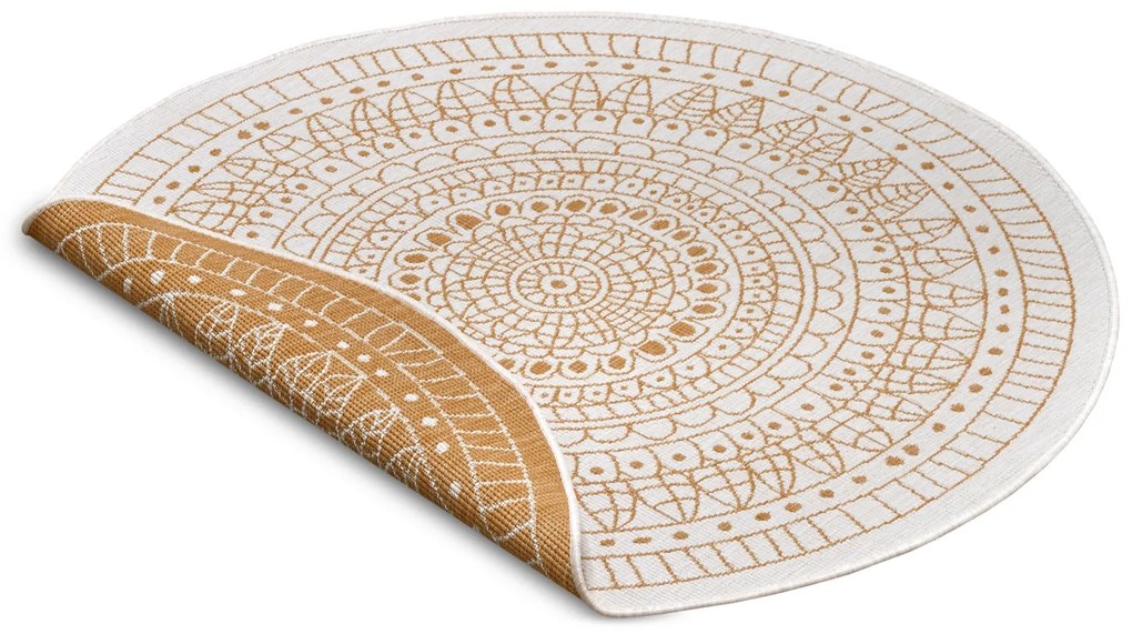 Hanse Home, Kusový koberec Twin-Wendeteppiche 105797 Ochre kruh – na ven i na doma, 140x140 (průměr) kruh, žlutá, chodba / předsíň