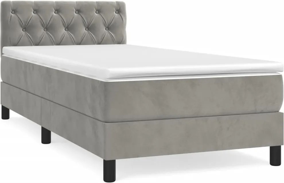 Box spring postel s matrací světle šedá 80 x 200 cm samet 3141449