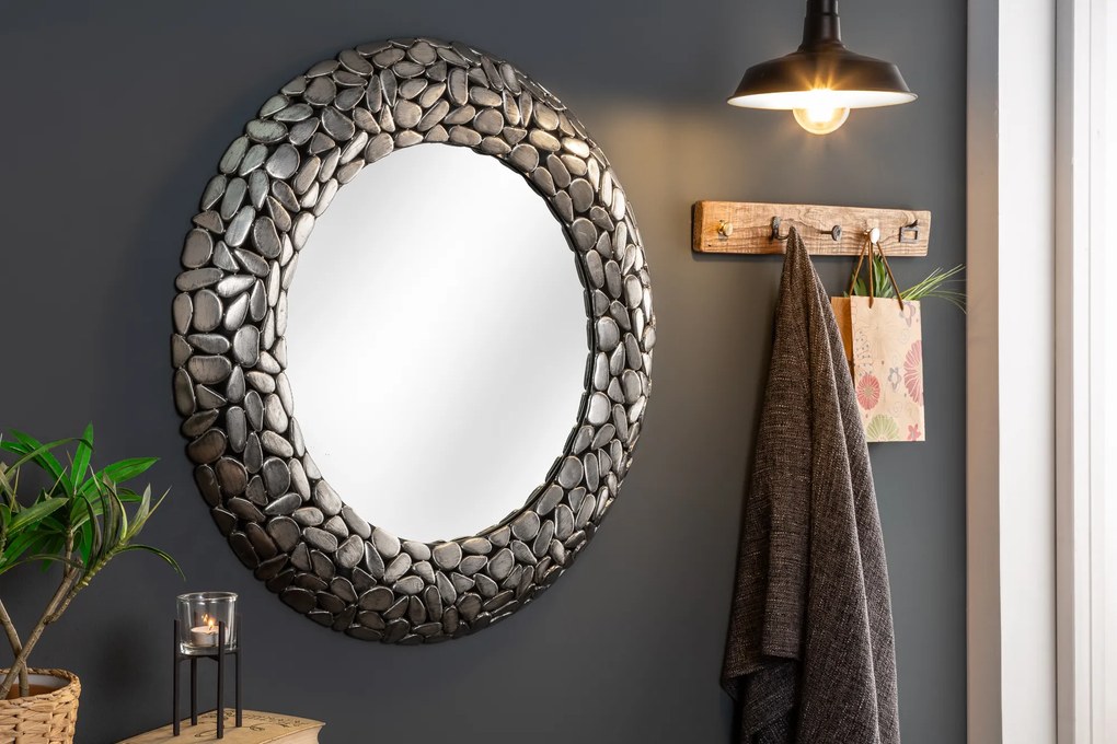 Nástěnné zrcadlo Saim mosaic, 82 cm, stříbrná
