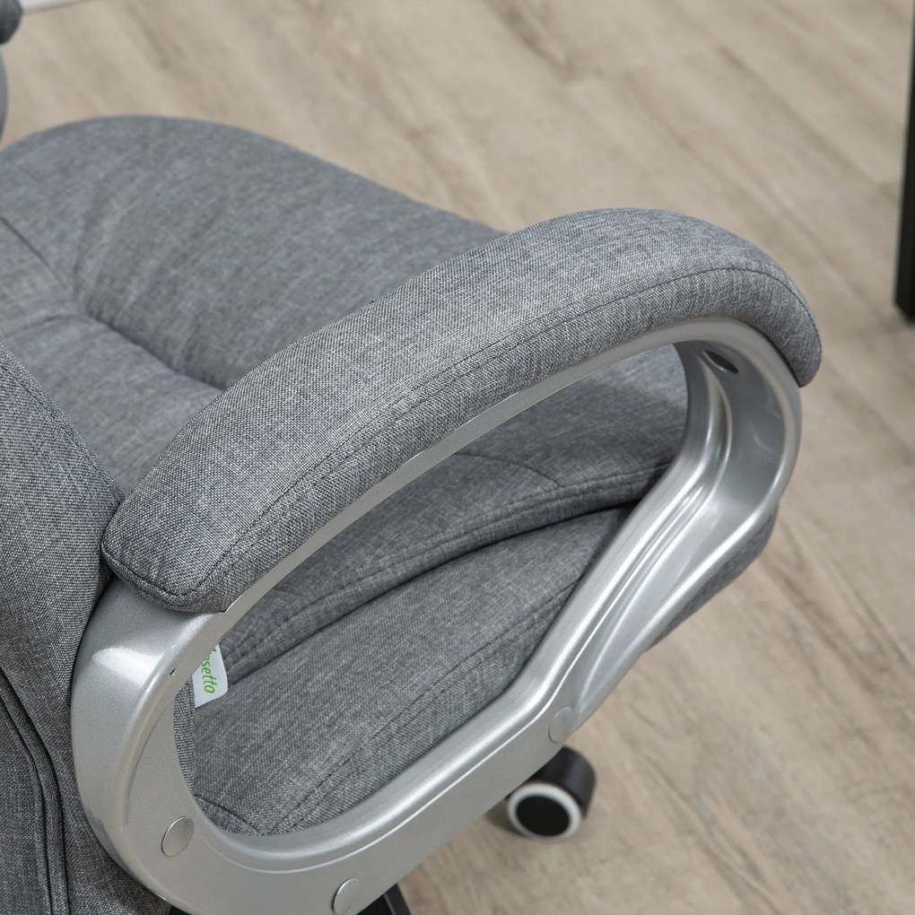 HOMCOM Kancelářská židle Vinsetto ergonomická s nastavitelnými područkami, výškově nastavitelná, houpací funkce, černá, len, 64x75x111-121 cm | Aosom…