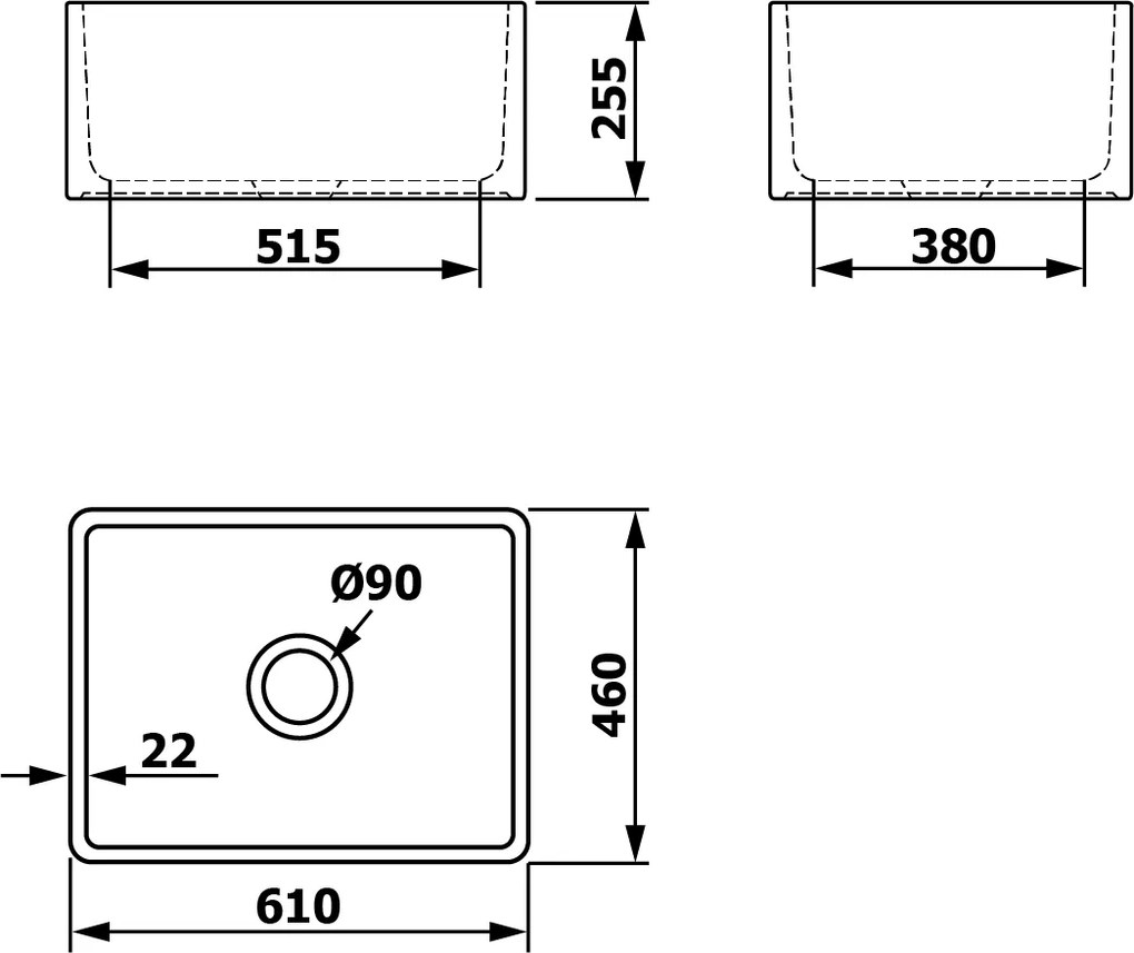 Sanovit Glory dřez keramický 61 x 46 cm bílá 50260