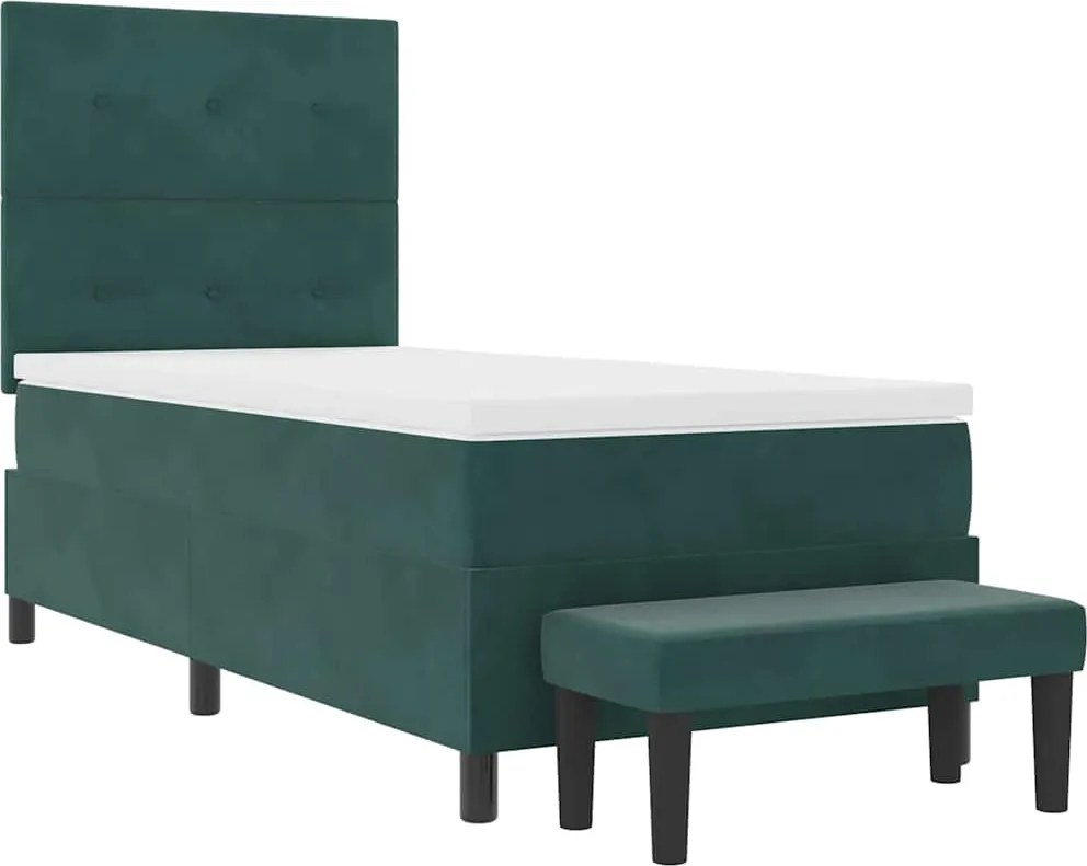 Postel s boxspringem s čelo Tmavě zelená 200 x 90 cm samet 3344489