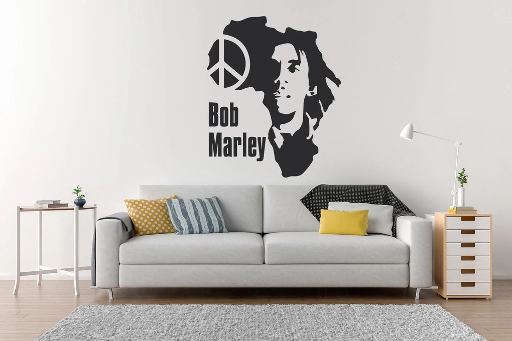 Lepy.cz Samolepka na zeď Bob Marley Velikost (šířka x výška): 90x108cm, Barevná varianta: Ledová modrá