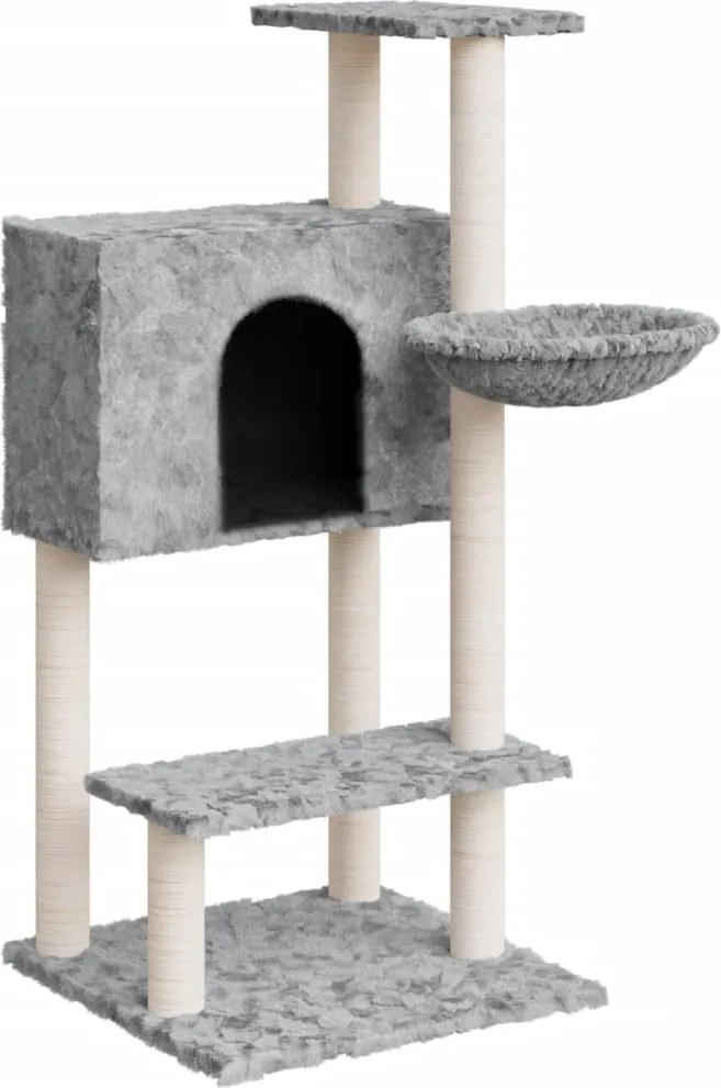 Škrabadlo pro kočky se sisalovými sloupky světle šedé 108,5 cm 171598