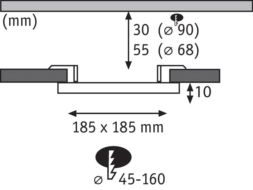 Paulmann 92389 Veluna VariFit, kulaté zápustné svítidlo, 17W LED 3000K, prům. 18,5cm, IP44