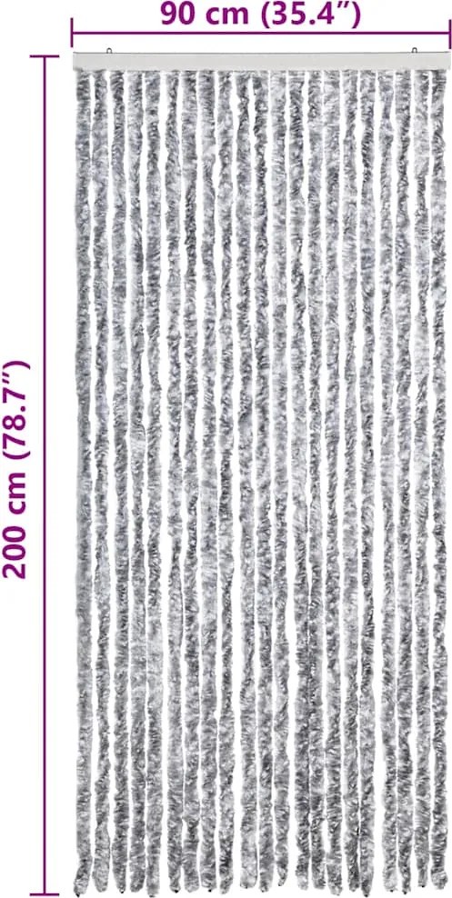 Závěs proti hmyzu bílošedý 90 x 200 cm Chenille 315133
