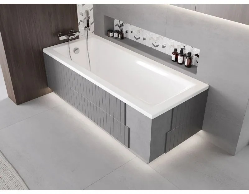 Mexen X-ST, polystyrenový plášť na obdélníkovou vanu 160-190 x 70-90 cm, LED drážka, bílá, 55021-01