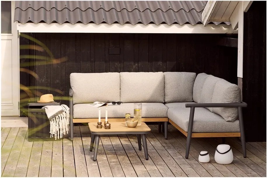 Šedý čalouněný zahradní lounge set pro 4 Comillas – House Nordic