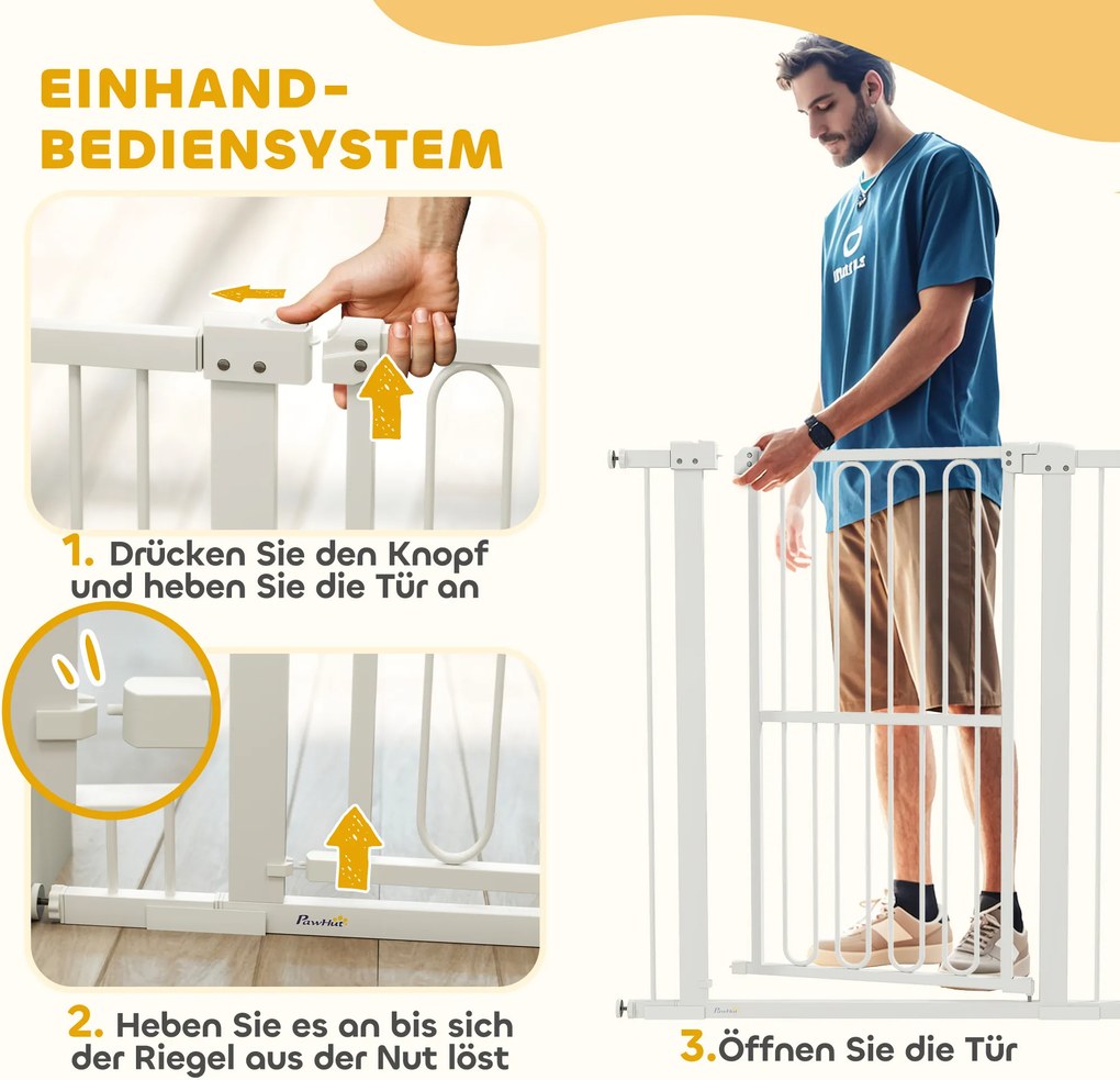 Bezpečnostní branka do dveří PawHut pro psy, 76-104 cm, zábrana bez vrtání, ocelová branka na schody, branka na schody, bezpečnostní branka, bezpečno…