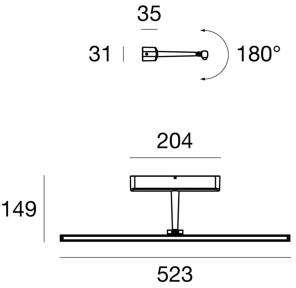Linea Light Straight_W, lineární nástěnné svítidlo, 13W LED 2700K, bílá, délka 52cm