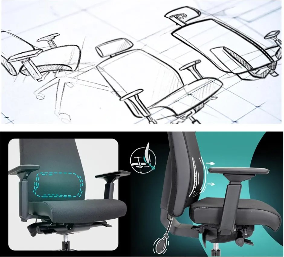 Ergonomická kancelářská židle MOSH Elite T3 Pro černá