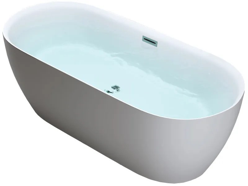 BPS-koupelny Volně stojící akrylátová vana HYD-CES518B 160x75 bílá, odtokový komplet chrom