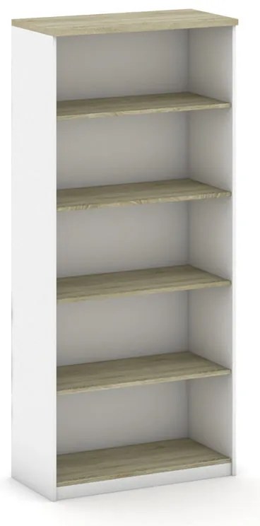 Kancelářský regál MIRELLI, 800 x 400 x 1800 mm, bílá/dub sonoma