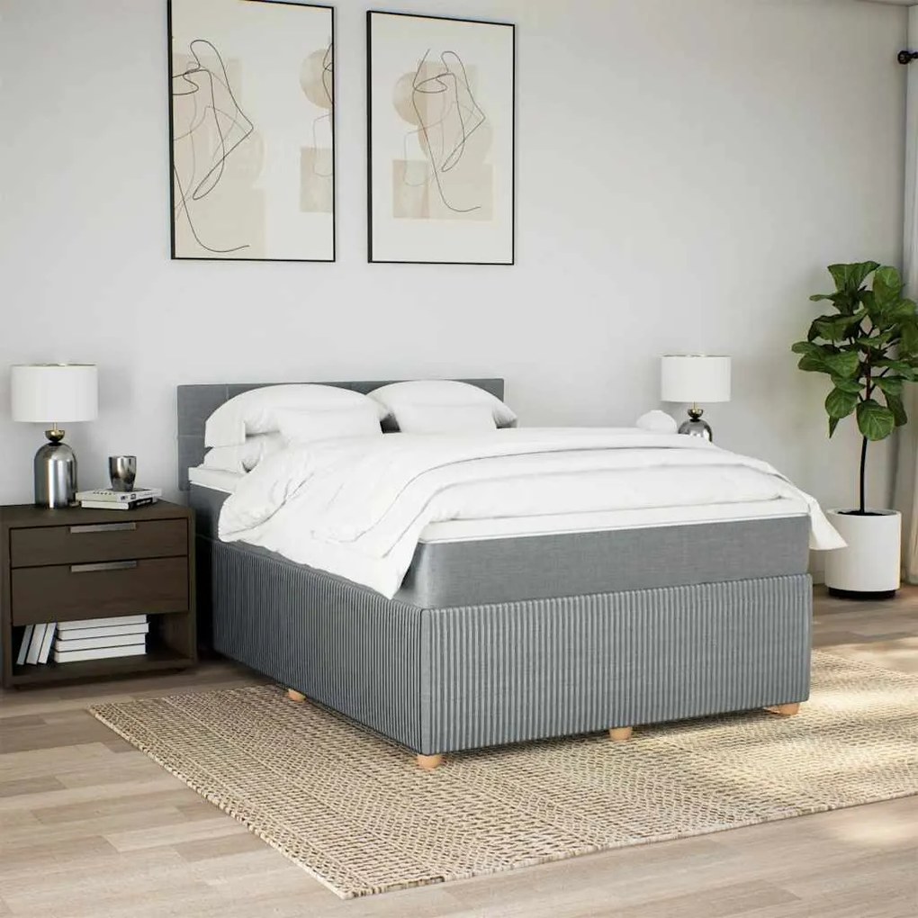 Box spring postel s matrací světle šedá 160 x 200 cm textil 3289807