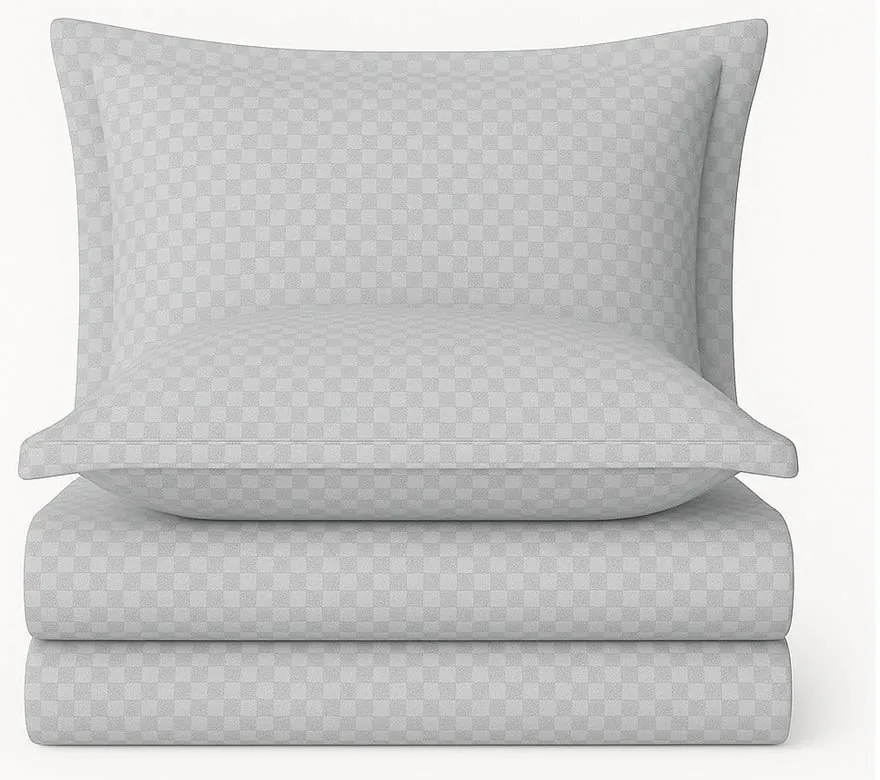 Šedé povlečení na dvoulůžko/prodloužené z bavlny Renforcé 240x220 cm Checkered – Mila Home Luxury