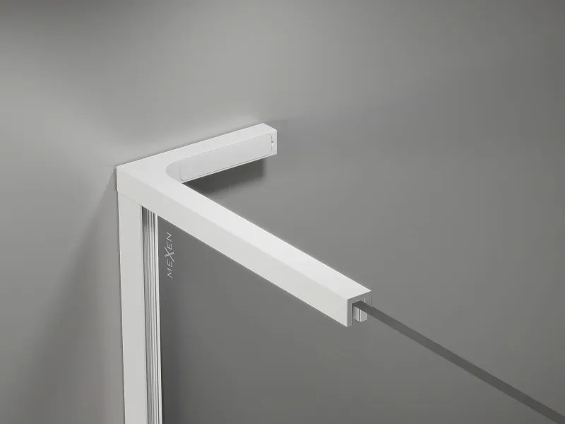 Mexen, Mexen Kioto-X L sprchová stěna 110 x 200 cm, průhledná 10 mm, bílá - 800-110-107-20-00-X