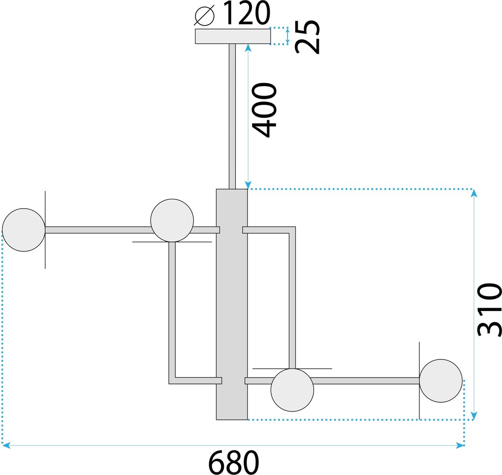 Toolight Toolight, stropní svítidlo 6xG9 APP1668-6CP, černá matná, OSW-05708