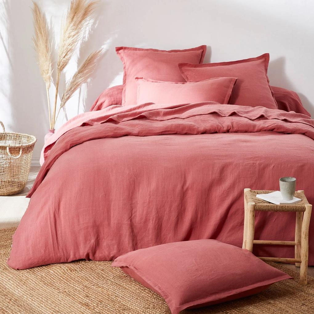 Blancheporte Jednobarevné ložní prádlo, ze lnu v prané úpravě růžové dřevo povlak na přikrývku 140x200cm
