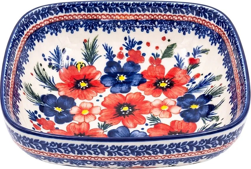 Keramická hranatá mísa s květy Blooming Blue – 15*15*5 cm
