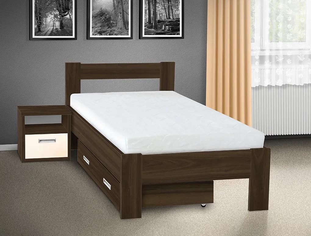 Nabytekmorava postel Sandra 200x90 cmbez matrace, Barva postele: ořech 729, Úložný prostor: s úložným prostorem - šuplík