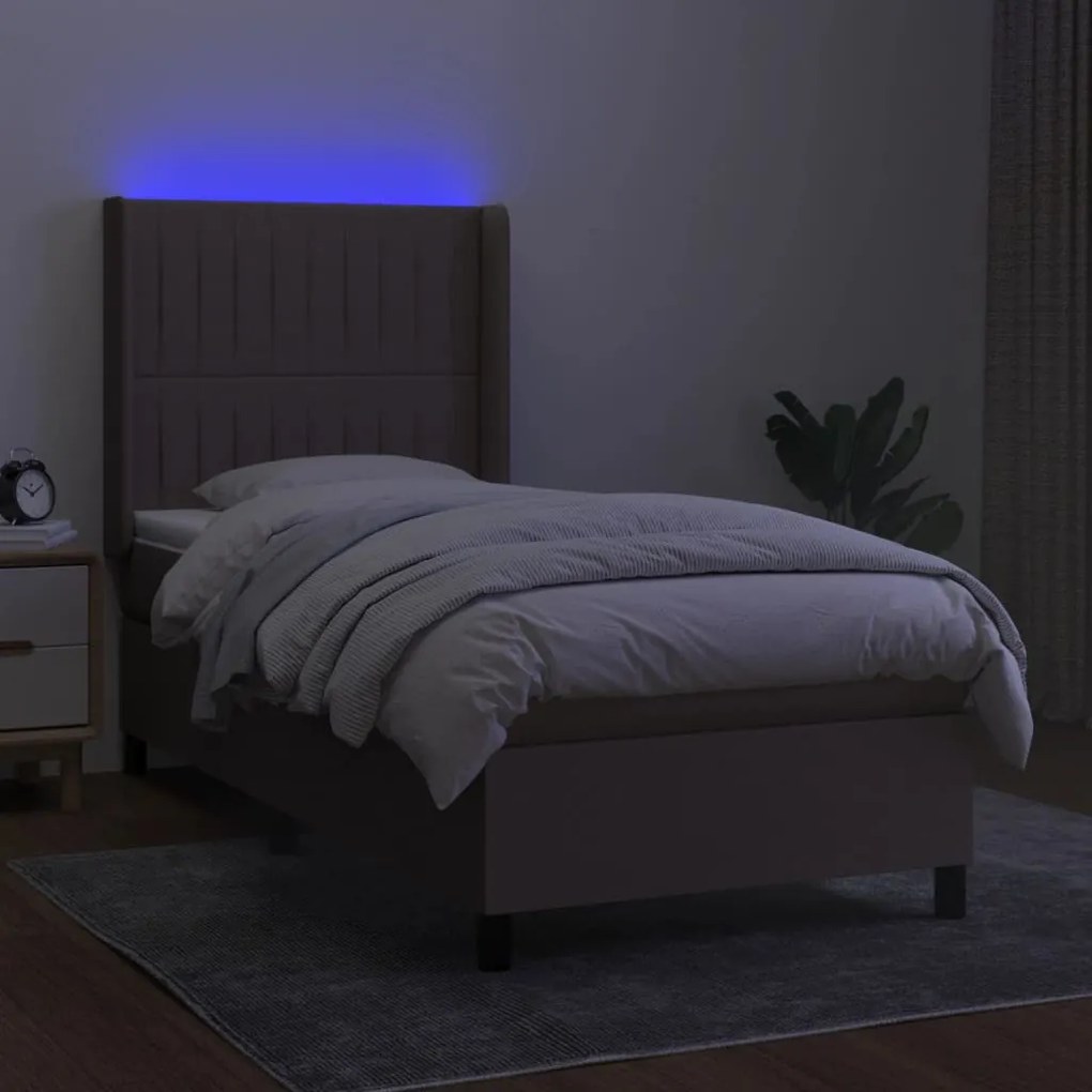Box spring postel s matrací a LED taupe 90x190 cm textil 3138441