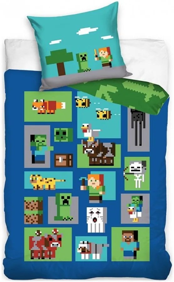 Bavlněné ložní povlečení Minecraft - motiv Mobs - 100% bavlna - 70 x 90 cm + 140 x 200 cm