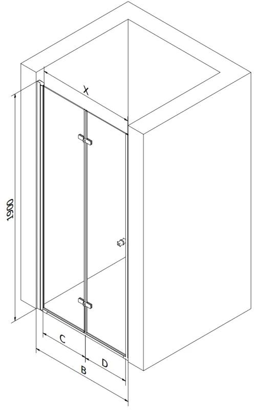 Mexen Lima skládací sprchové dveře 120 cm, Průhledné, Chromovaná - 856-120-000-01-00